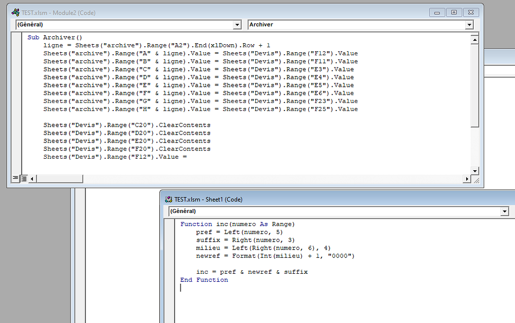 Incrémentation automatique de devis - VBA - Forum Formule Excel