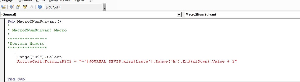 Dernier numero erreur de code - VBA - Forum Formule Excel