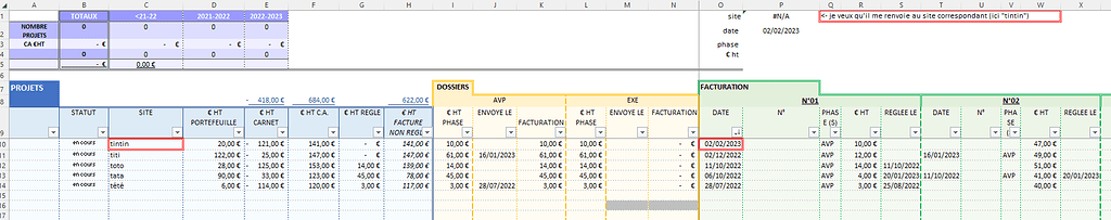 Formule pour retrouver une valeur en fonction d'une autre cellule ...